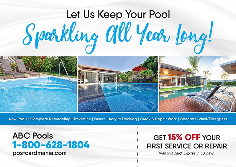 8 Brilliant Swimming Pool Service Direct Mail Postcard Advertising Examples